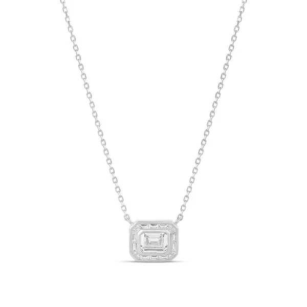 SHYMI Emerald And Baguette Pendant Necklace - Silver