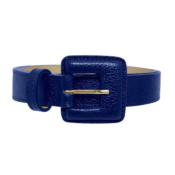 BELTBE Mini Square Narrow Leather Belt Cobalt - Blue