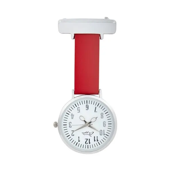 BERMUDA WATCH COMPANY Annie Apple Leather Nurse Fob Watch - Red