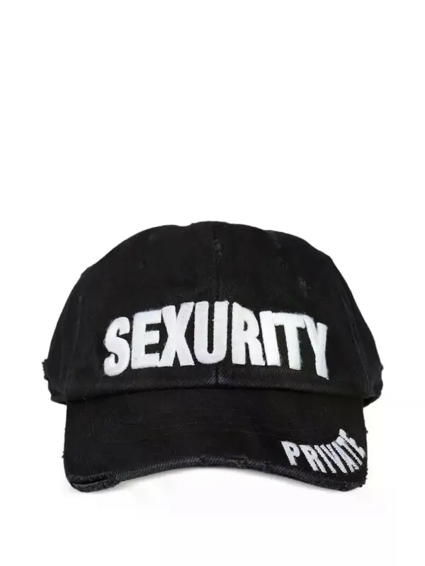 PROTOCOL INDEX Distressed Embroidered Cap - Black