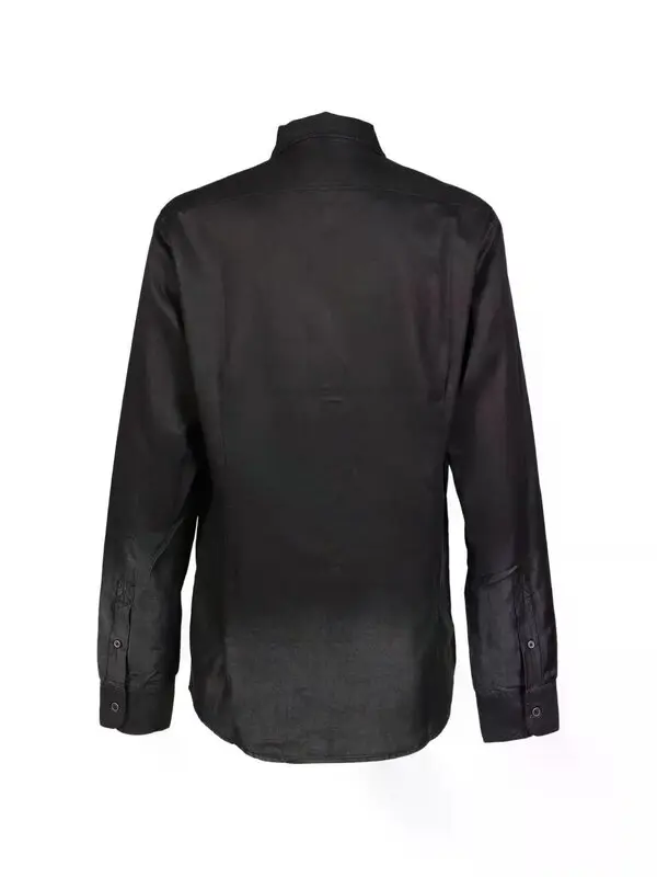 P.L.N. Pointed-collar Curved-hem Shirt - Black