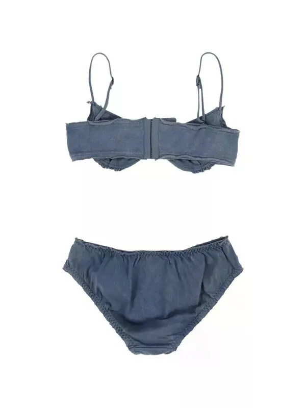 SHUSHU/TONG Ruffled-trim Cotton Lingerie Set - Blue