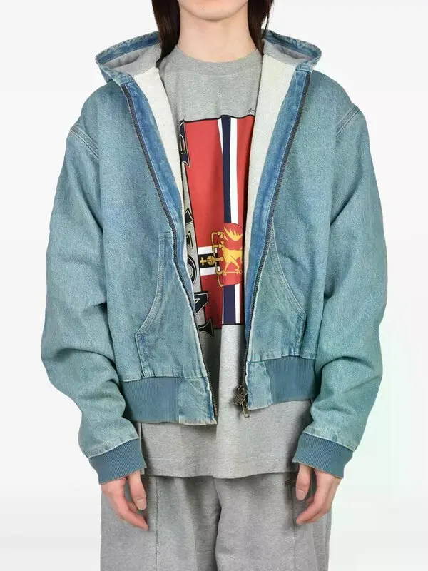 Vetements Hooded Washed Denim Jacket