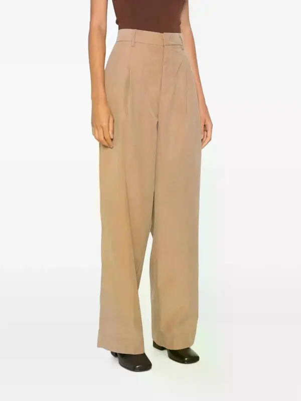 WHITE SAND Pleated Wide-leg Trousers