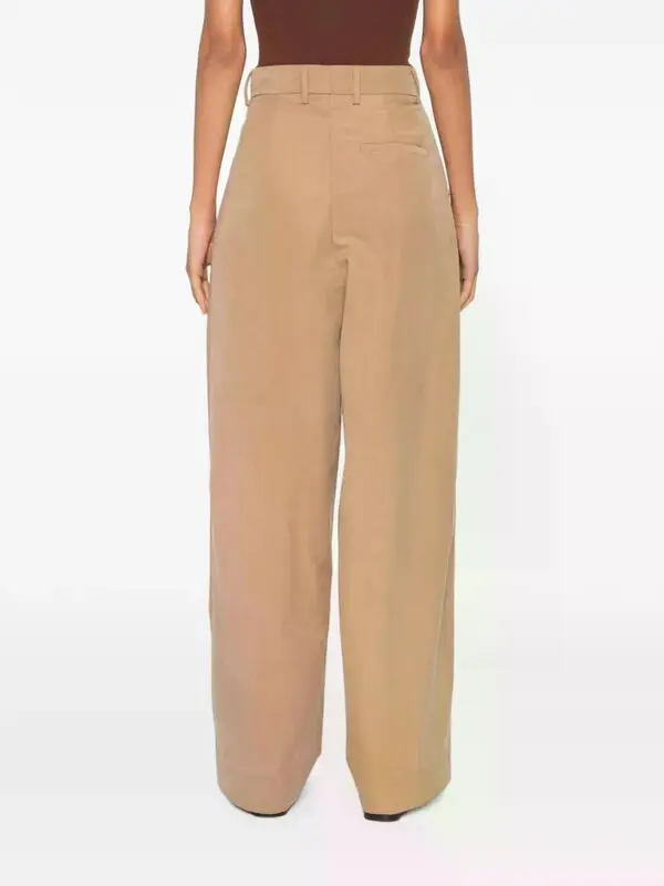 WHITE SAND Pleated Wide-leg Trousers