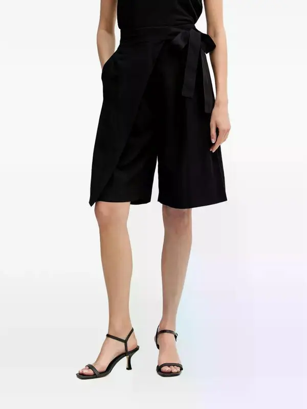 Sisley Wrap-style Belted Shorts - Black