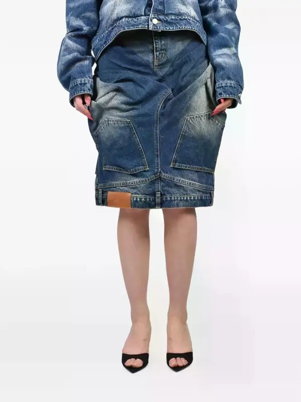 Natasha Zinko Double Layered Denim Midi Skirt