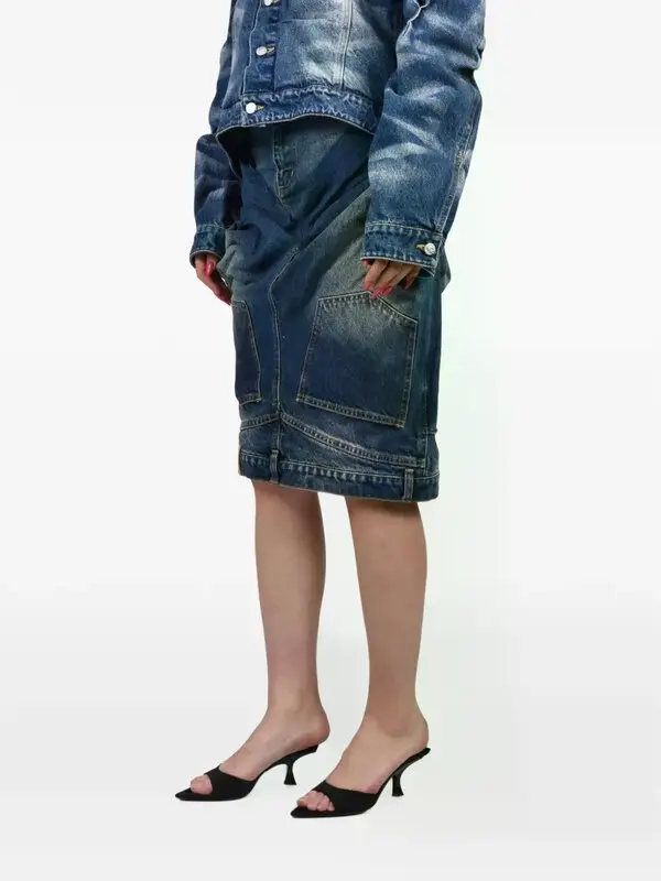 Natasha Zinko Double Layered Denim Midi Skirt