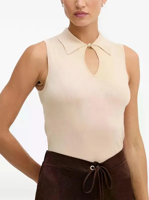 Sisley Cut-out Sleeveless Tank Top - Neutrals
