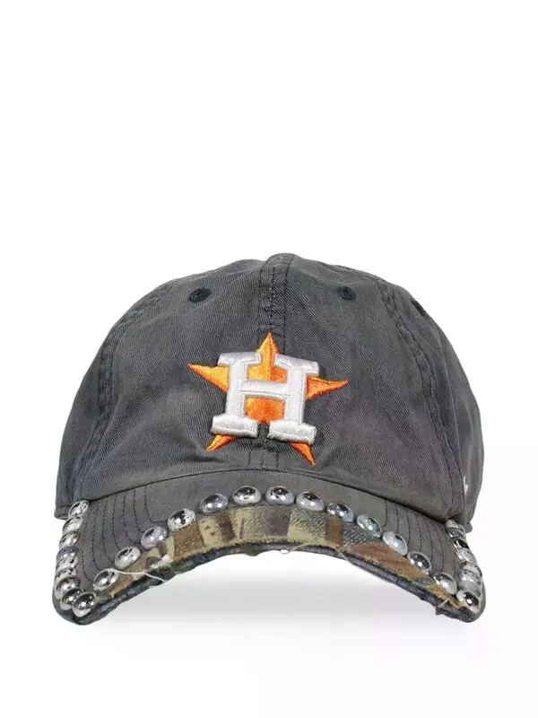 JOSHUA J. Stud-embellished Cotton Cap - Grey