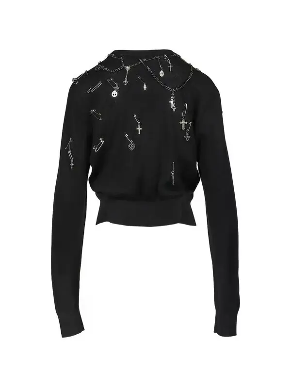 R13 Safety-pin Embellished Crew-neck Sweater