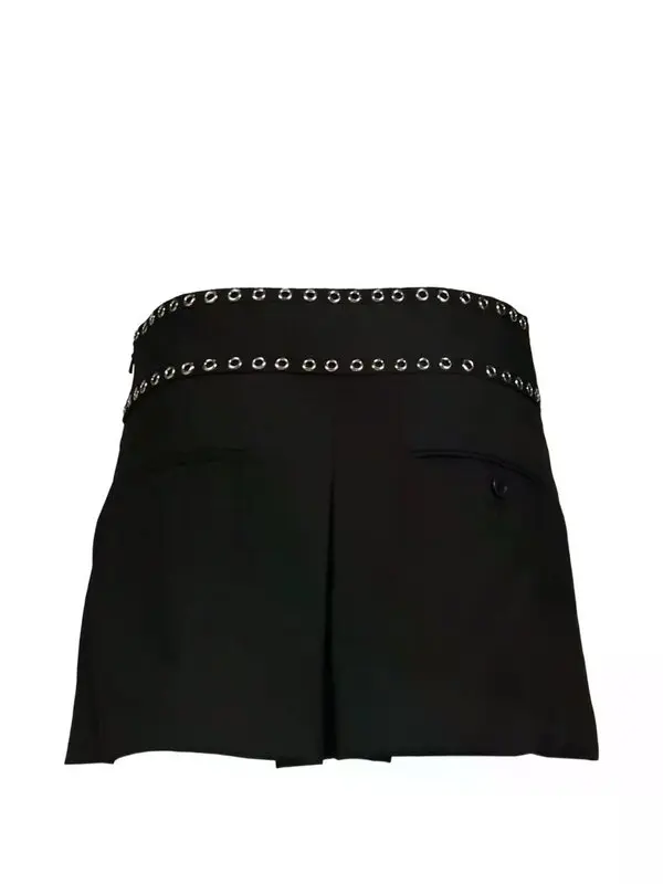 R13 Eyelet-embellished Pleated Mini Skort