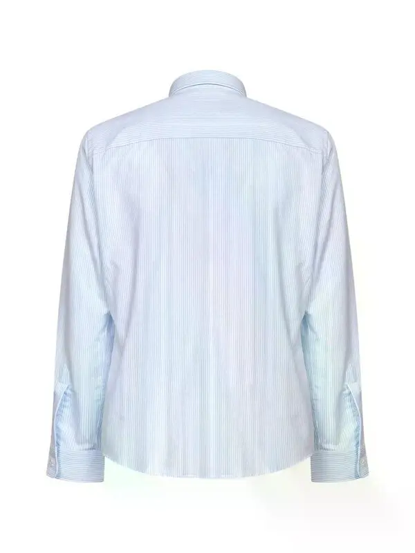 AMI Paris Striped Cotton Shirt With De Coeur Button Down - Blue