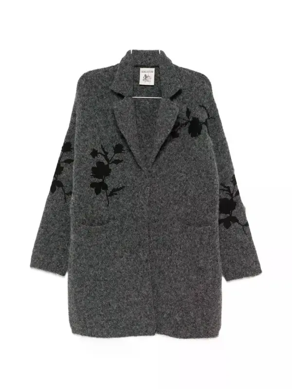 SEMICOUTURE Floral-intarsia Notched-lapels Coat