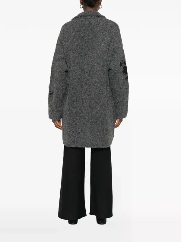 SEMICOUTURE Floral-intarsia Notched-lapels Coat
