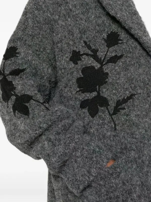 SEMICOUTURE Floral-intarsia Notched-lapels Coat