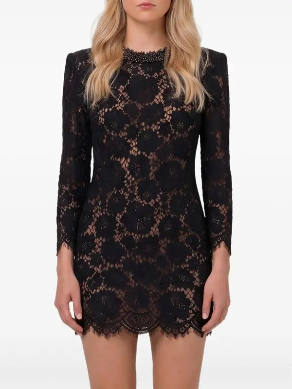 SELF-PORTRAIT Lace Short Dress - Black