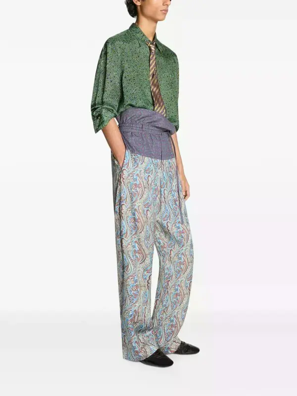 Dries Van Noten Contrast-waist Jacquard Pants