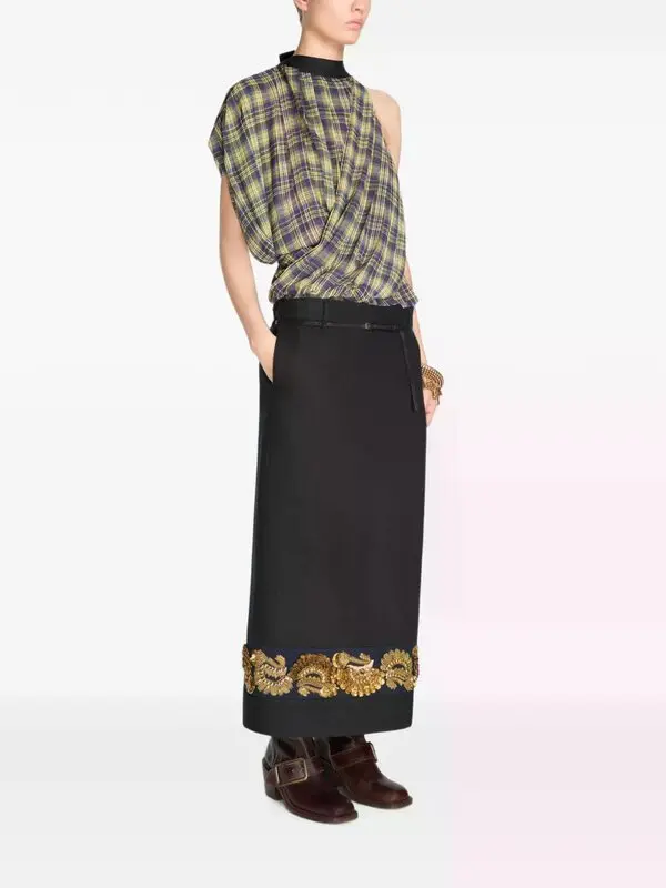 Dries Van Noten Long Embroidered Wool Skirt
