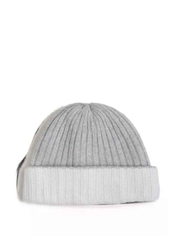 Fedeli Two-tone Ribbed-knit Beanie Hat