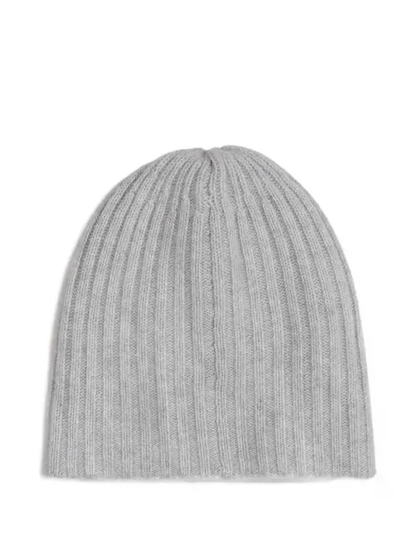 Fedeli Two-tone Ribbed-knit Beanie Hat - Grey