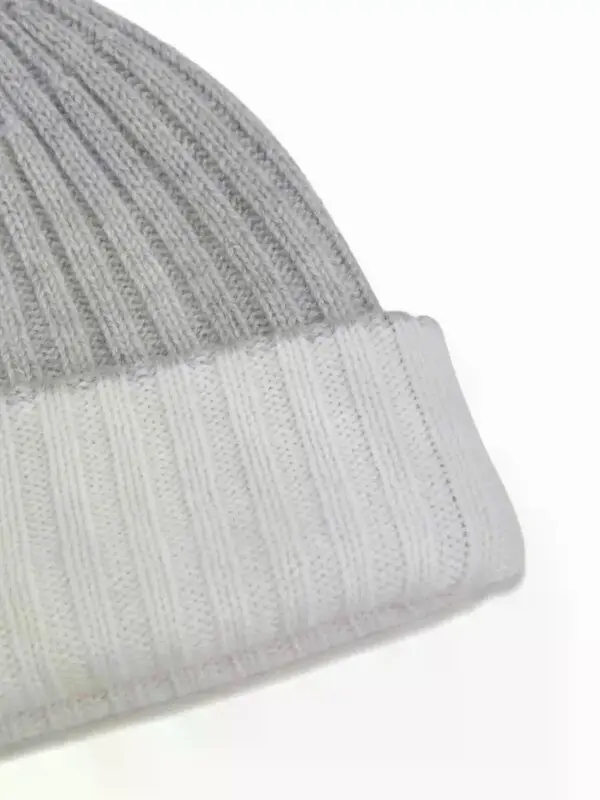 Fedeli Two-tone Ribbed-knit Beanie Hat