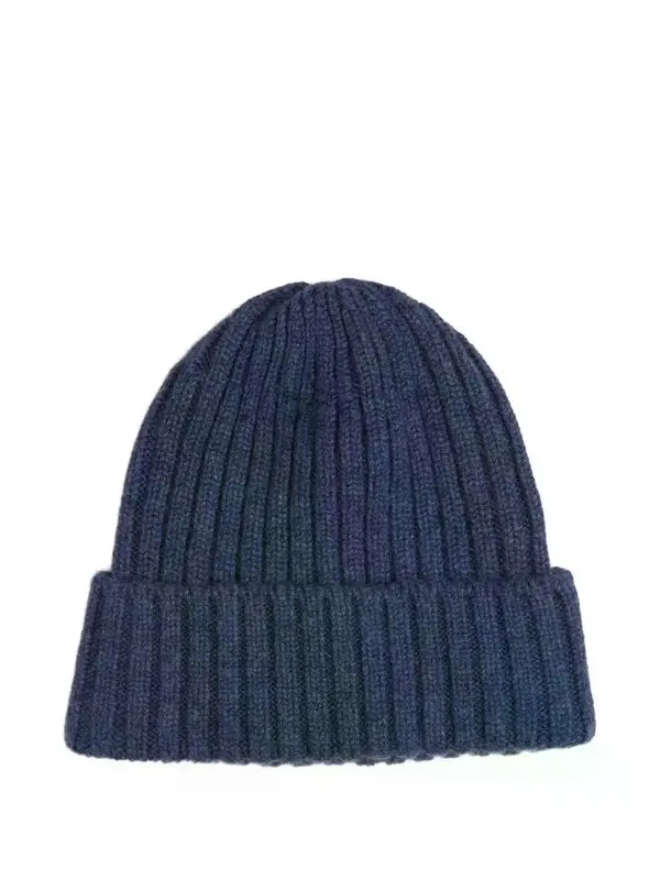 Fedeli Ribbed Cashmere Beanie Hat - Blue