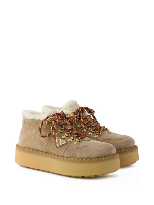 Prada Shearling-lined Suede Booties