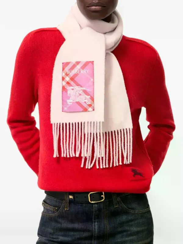 Burberry Narrow Check Label Cashmere Scarf