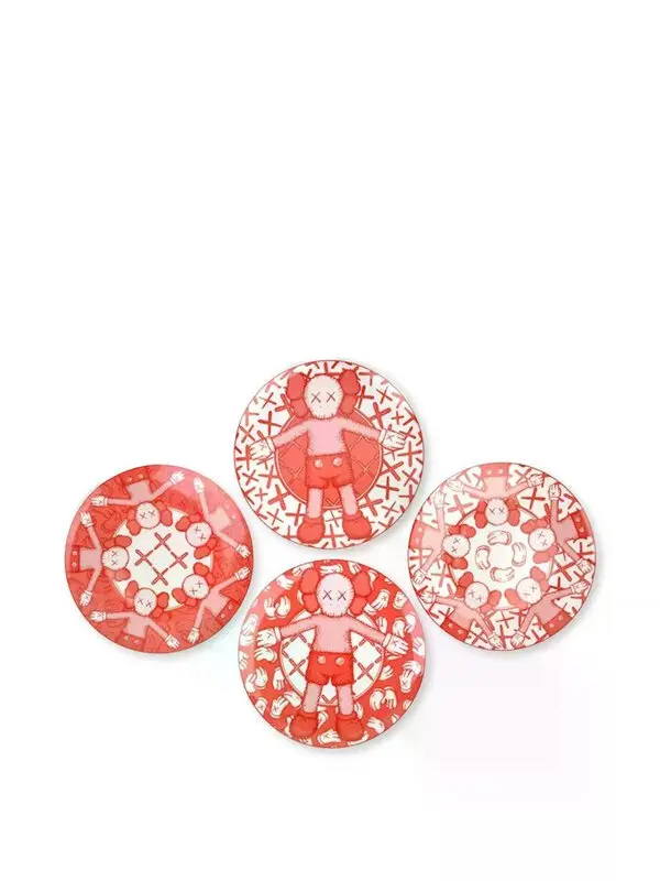 KAWS X Doha Fire Station Ceramic Plates - Red