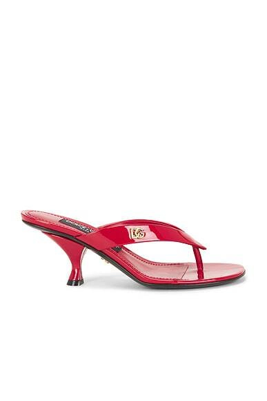 Dolce & Gabbana Kitten Heel Thong Sandal - Red