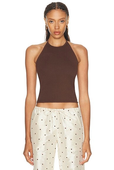 Donni. The Baby Rib Halter Top - Walnut