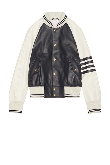 Thom Browne Oversized Raglan Sleeve Leather Jacket