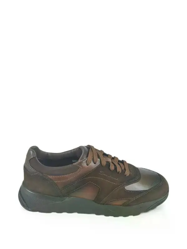 Santoni Panelled Leather Sneakers