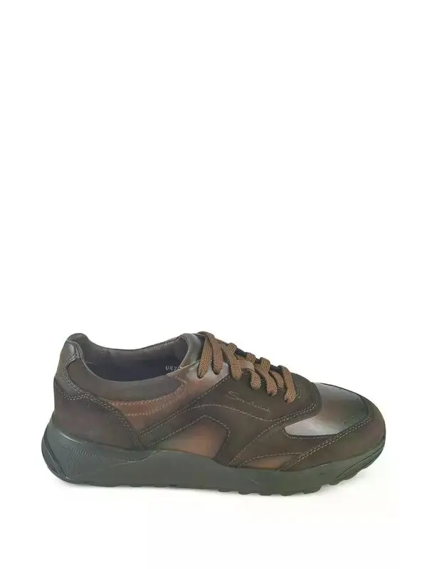 Santoni Panelled Leather Sneakers