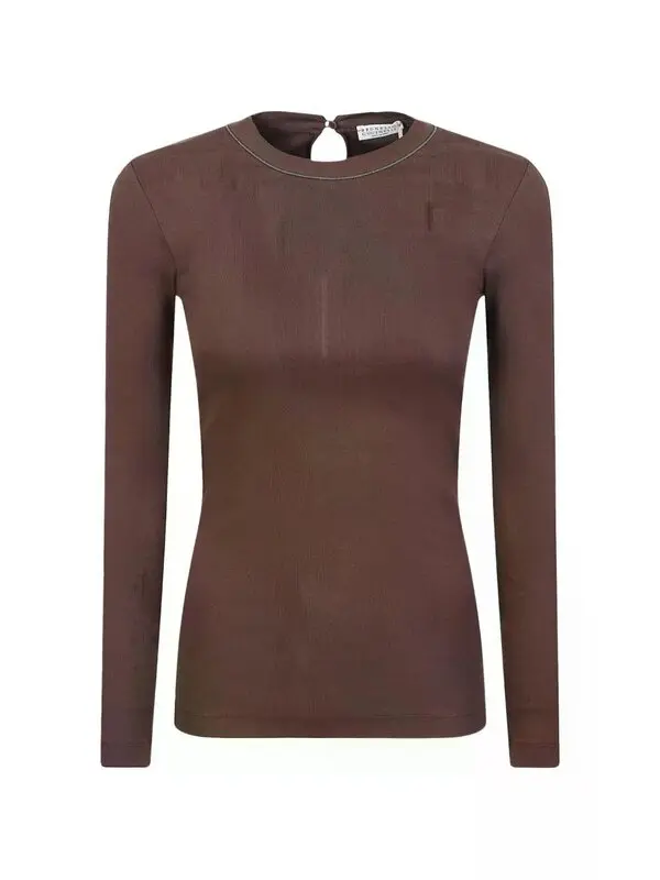 Brunello Cucinelli Monili-chain Ribbed Top - Brown