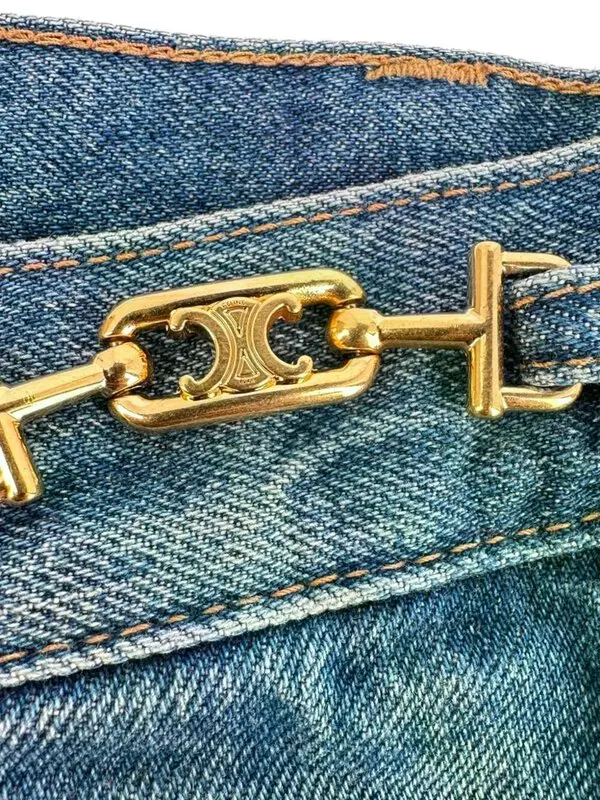 Celine Dylan Triomphe Chain Flared Jeans