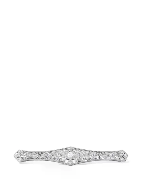 LB EXCLUSIVE Platinum 14k Yellow Gold Round-cut Diamond Filigree Brooch