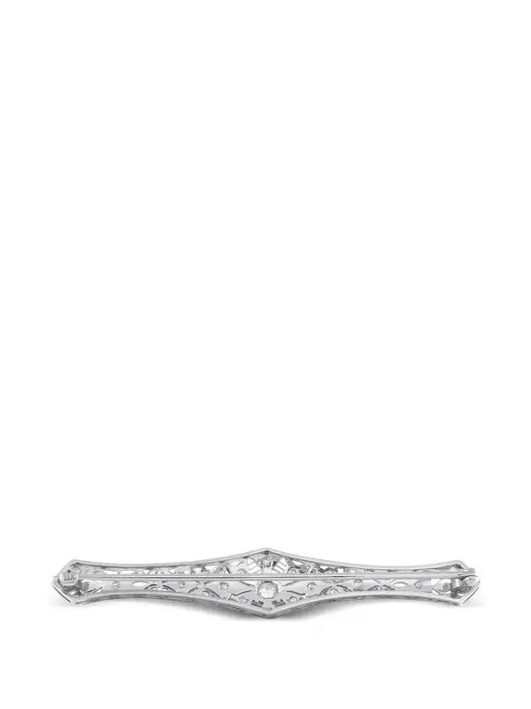 LB EXCLUSIVE Platinum 14k Yellow Gold Round-cut Diamond Filigree Brooch - Silver
