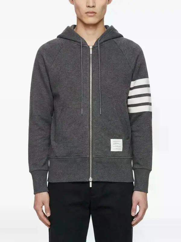 Thom Browne Classic Loopback 4-bar Zip-up Hoodie