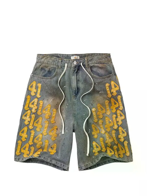 VALE FOREVER Lucky Charm Patch-detail Denim Shorts