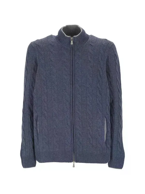 GRAN SASSO Cable-knit Zip-up Cardigan - Blue