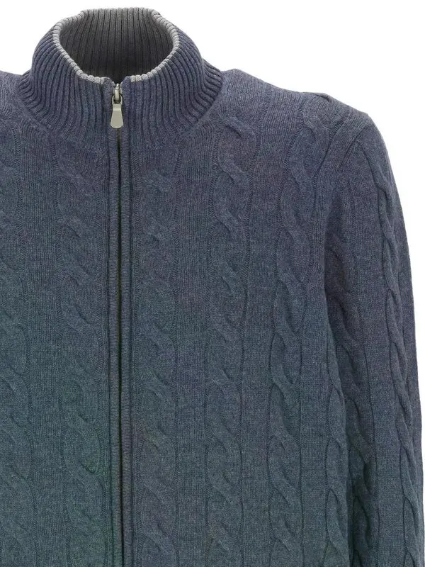 GRAN SASSO Cable-knit Zip-up Cardigan - Blue