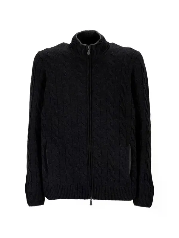 GRAN SASSO Cable-knit Zip-up Cardigan - Black