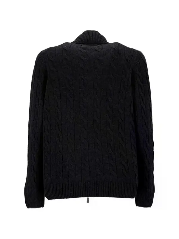 GRAN SASSO Cable-knit Zip-up Cardigan - Black