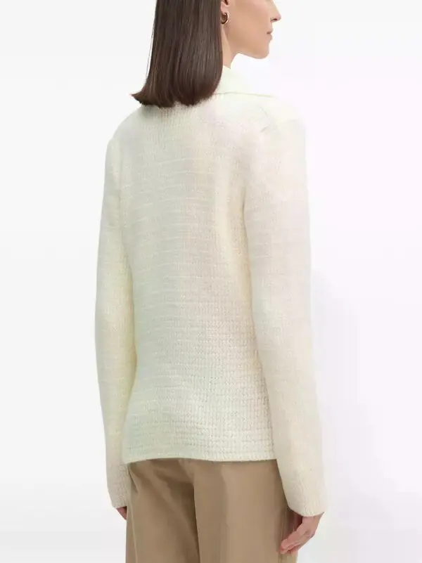 Sisley Textured-knit Notched-lapel Cardigan