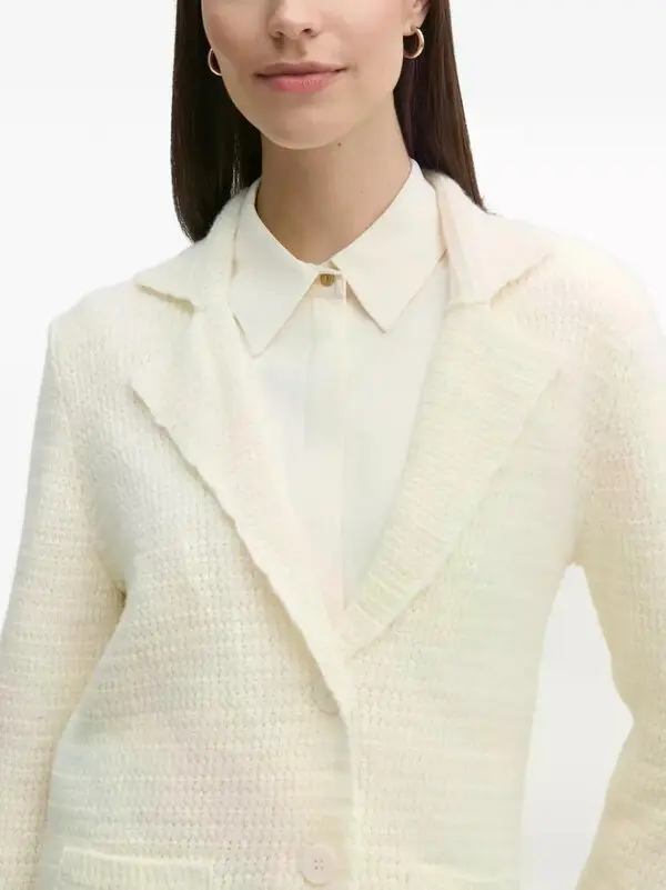 Sisley Textured-knit Notched-lapel Cardigan
