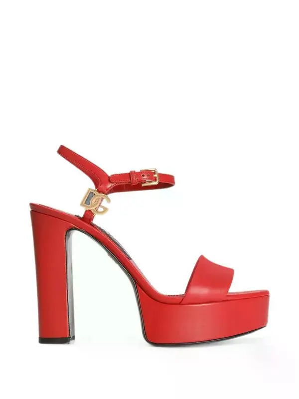 Dolce & Gabbana Calfskin Platform Sandals - Red