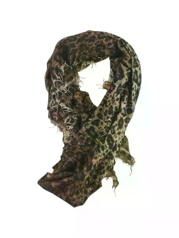 Avant Toi Leopard-print Frayed Scarf - Neutrals
