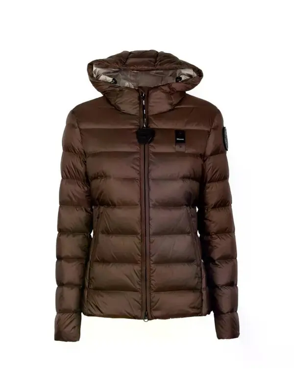 BLAUER. Quilted Hooded Jacket - Brown